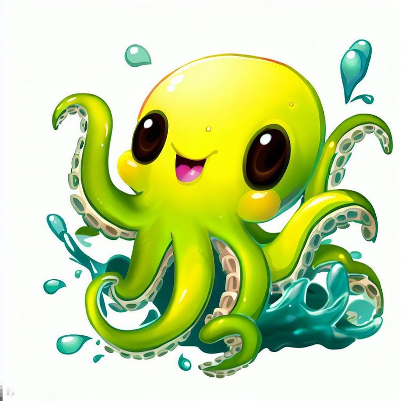 Ocean Animal Clipart, Octopus, Whale, Shark, Jellyfish, Starfish ...