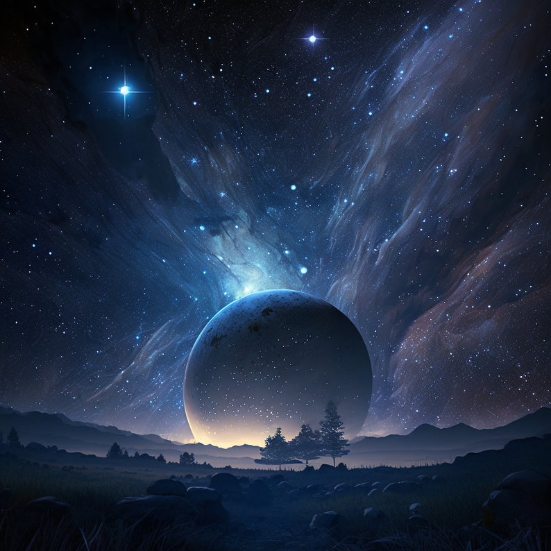 Galaxy Space Digital Art. Background, Wallpaper Print. Universe, Stars ...