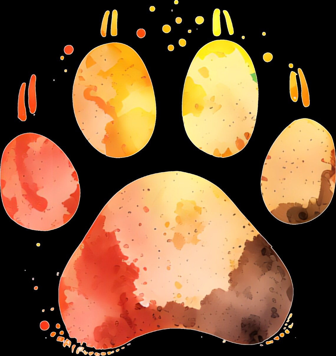 Dog Paw Watercolor Clipart, Digital Art, PNG Transparent,instant ...