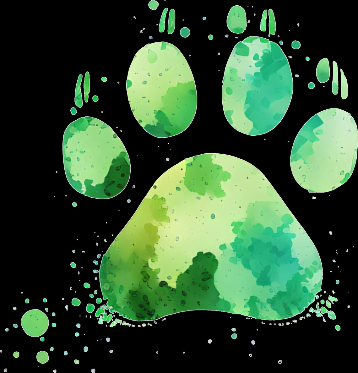 Dog Paw Watercolor Clipart, Digital Art, PNG Transparent,instant ...