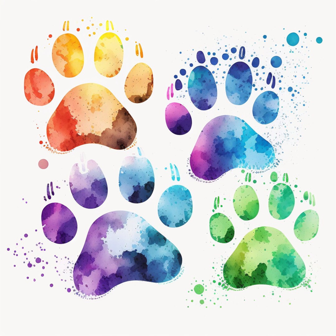 Dog Paw Watercolor Clipart, Digital Art, PNG Transparent,instant ...