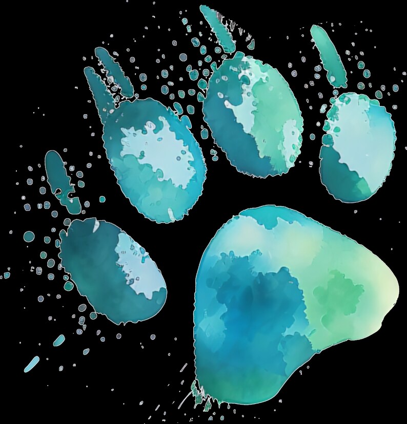 Dog Paw Watercolor Clipart, Digital Art, PNG Transparent,instant ...