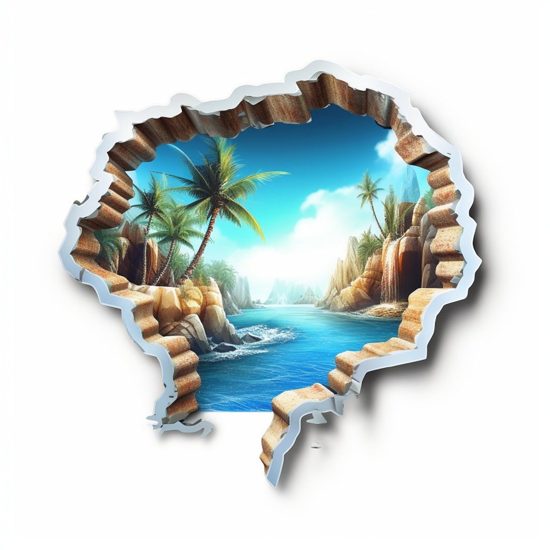 8 Realistic 3D Wall Illustration Sticker Prints, Floor Hole Decal, High ...