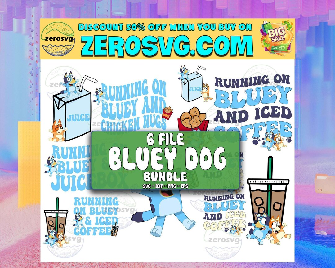 Bluey Svg Bundle 6 File Running on Bluey Dog Svg Bluey - Etsy