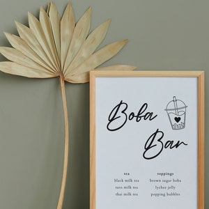 Minimal Bubble Tea Wedding Sign | Boba Tea Sign | Milk Tea and Toppings ...