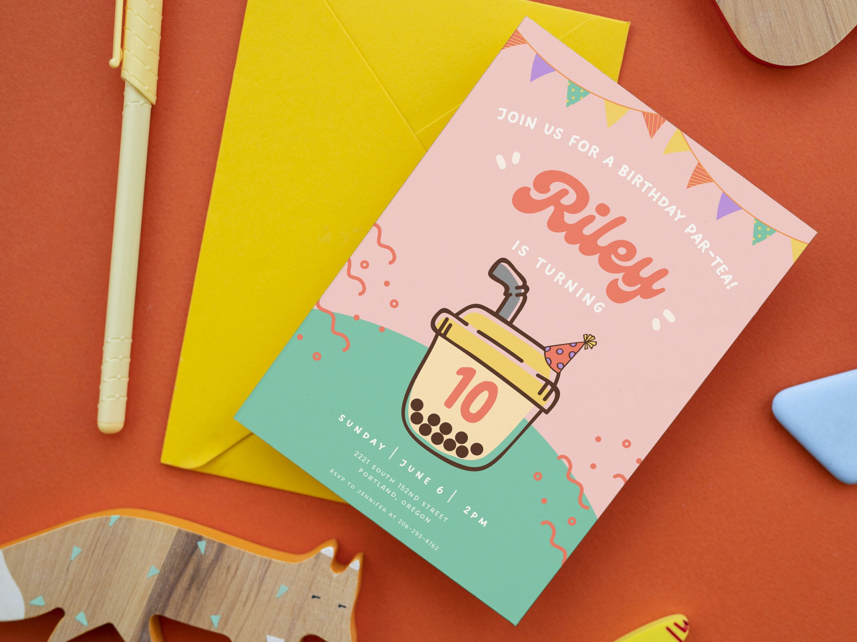 Boba Par-tea Birthday Party Invitation Two Color Scheme Options ...