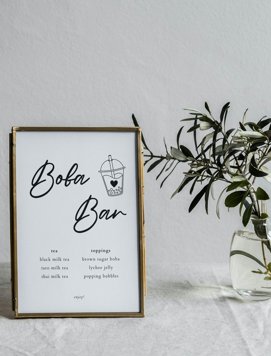 Minimal Bubble Tea Wedding Sign | Boba Tea Sign | Milk Tea and Toppings ...
