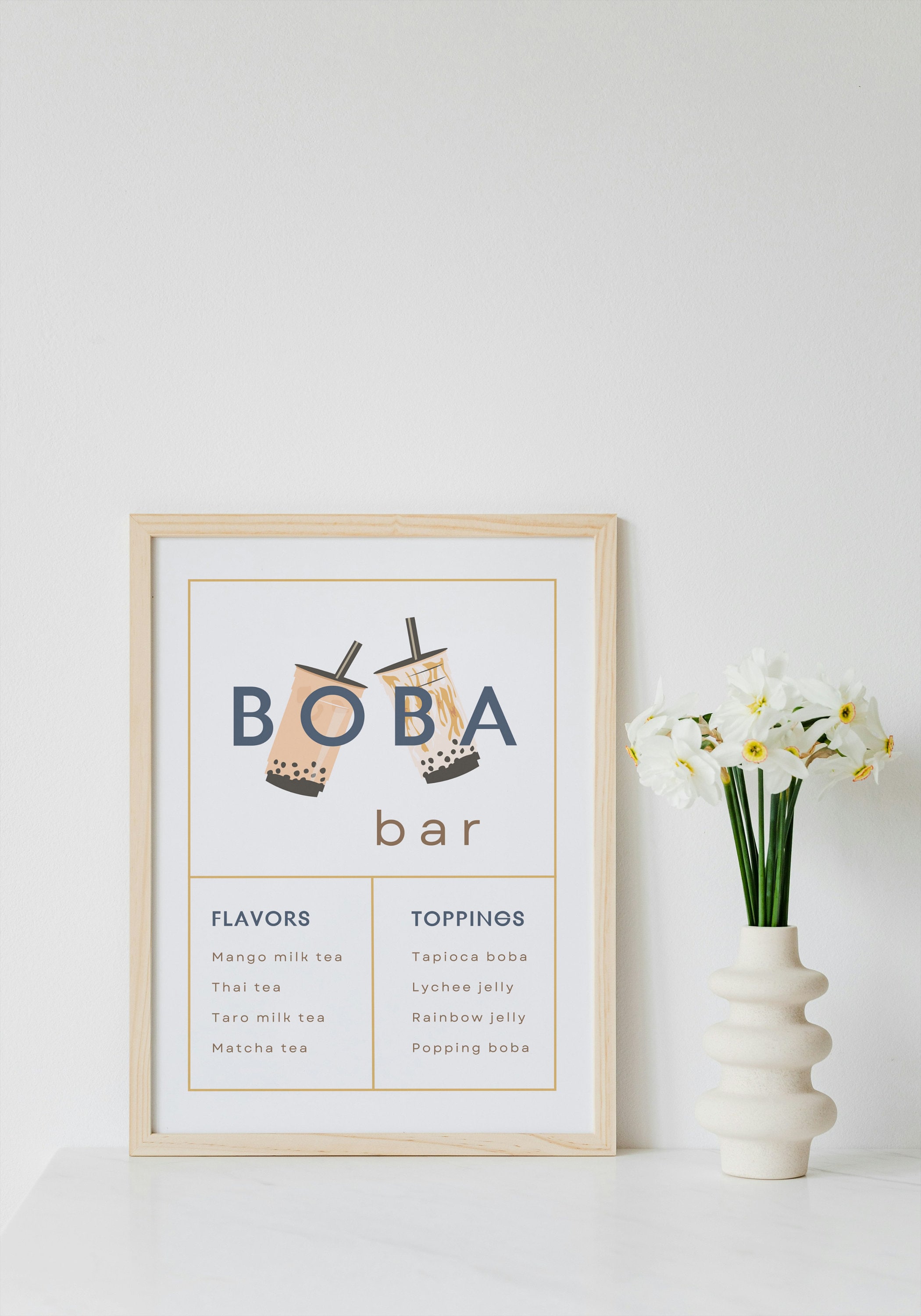 Modern Bubble Tea Wedding Sign | Boba Tea Sign | Milk Tea and Toppings ...