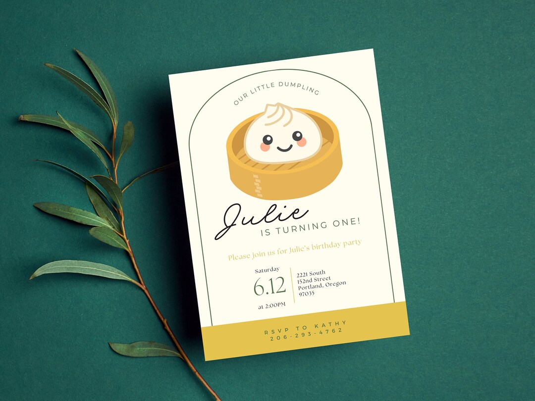 Our Little Dumpling Birthday Invitation | Foodie Card | Children | Kids ...