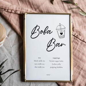 Minimal Bubble Tea Wedding Sign | Boba Tea Sign | Milk Tea and Toppings ...