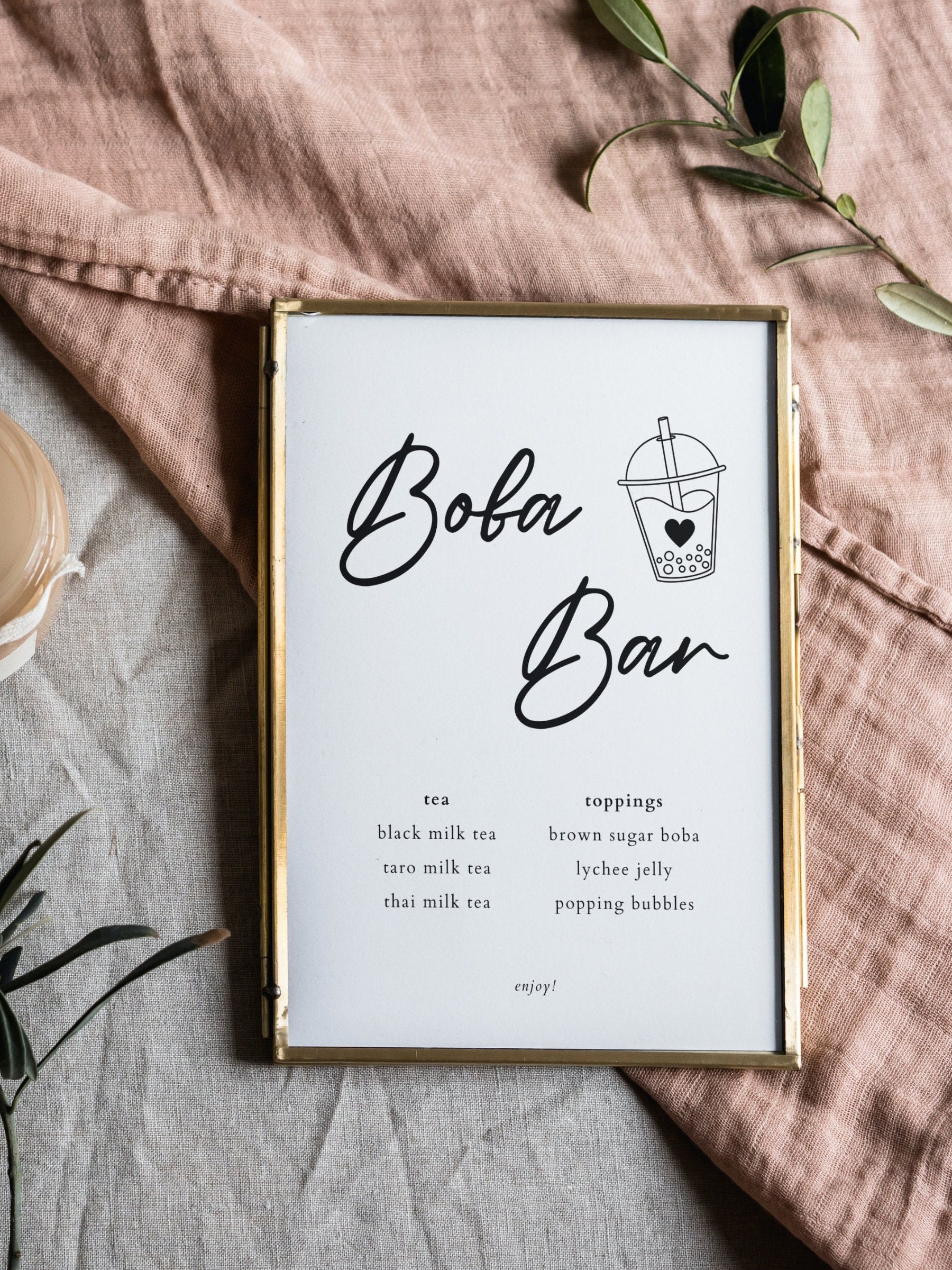 Minimal Bubble Tea Wedding Sign | Boba Tea Sign | Milk Tea and Toppings ...