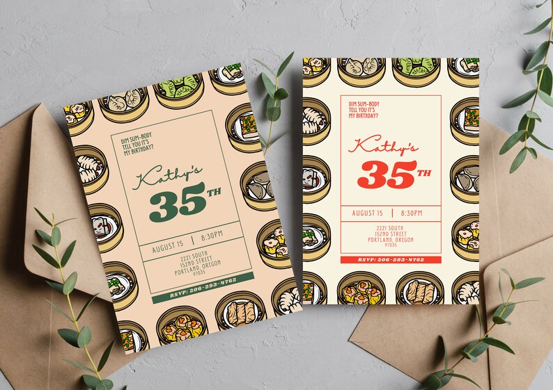 Dim Sum-body Tell You It's My Birthday Invitation Foodie Card Asian ...