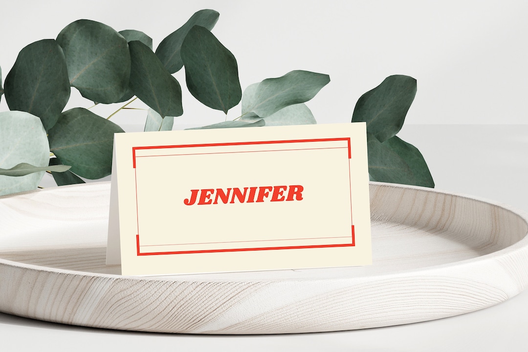 Dim Sum Theme Fold-able Name Placement Card Foodie Place Card Modern ...