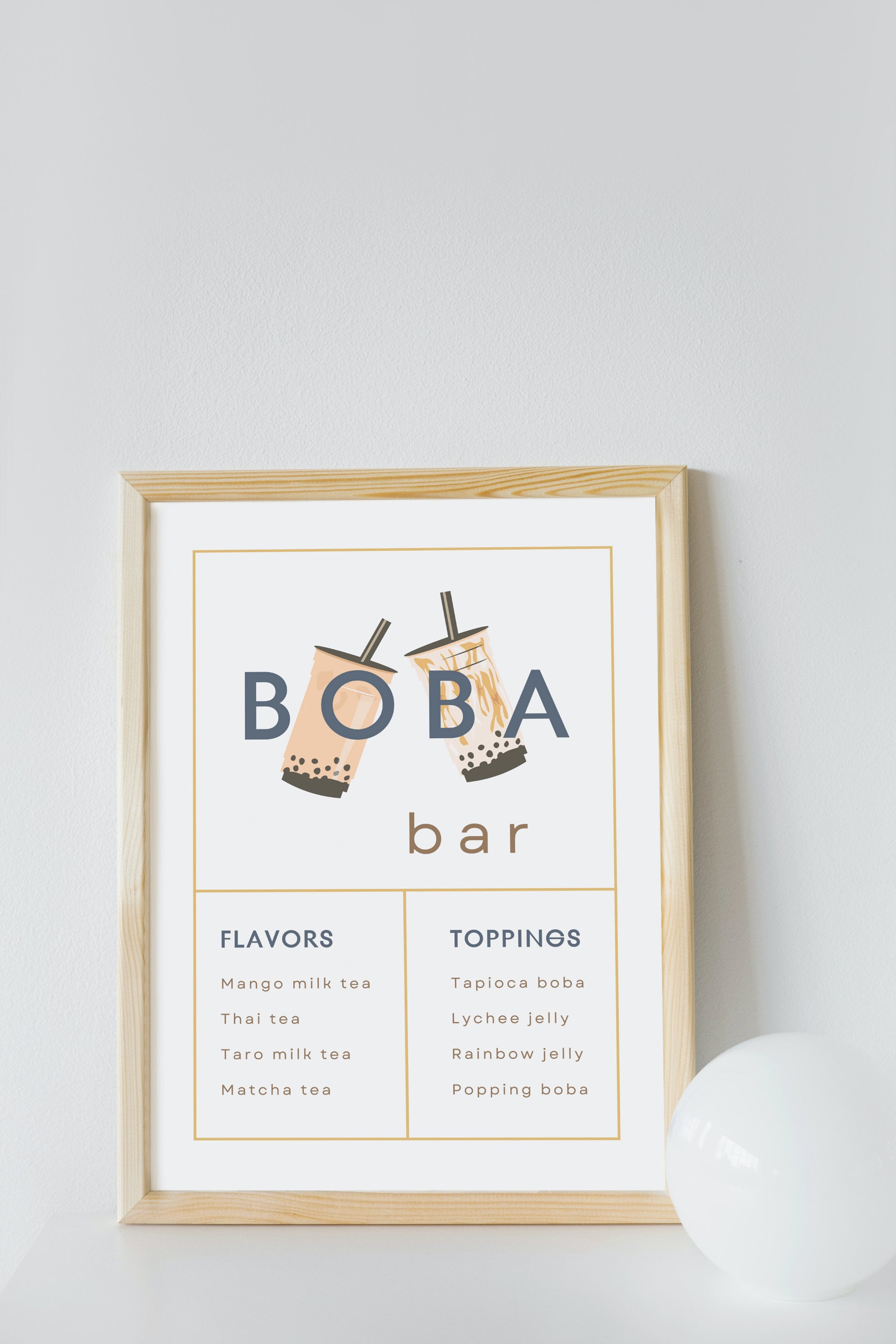 Modern Bubble Tea Wedding Sign | Boba Tea Sign | Milk Tea and Toppings ...