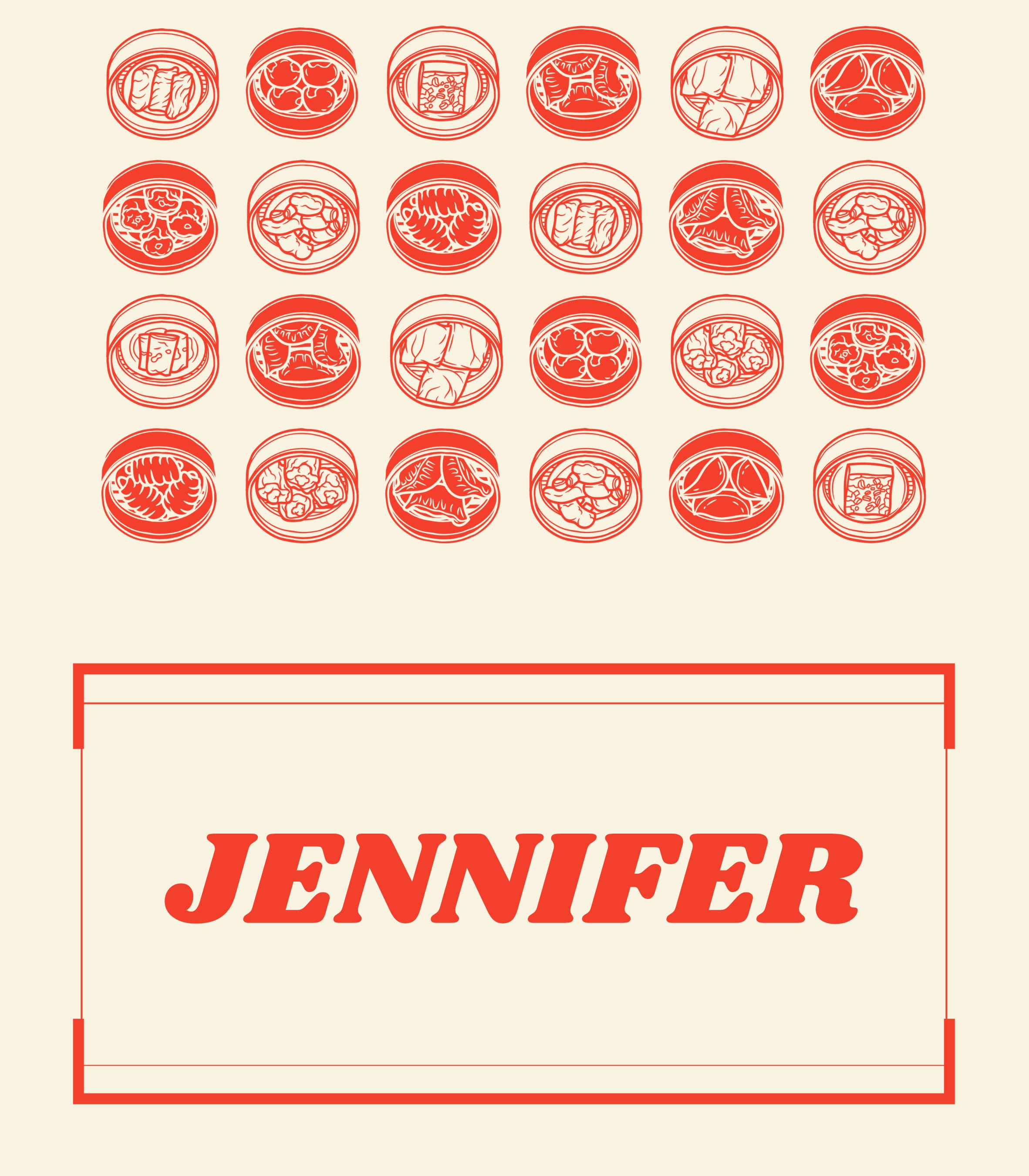 Dim Sum Theme Fold-able Name Placement Card | Foodie Place Card ...
