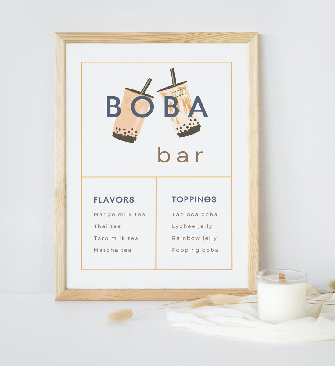 Modern Bubble Tea Wedding Sign Boba Tea Sign Milk Tea and Toppings ...