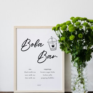 Minimal Bubble Tea Wedding Sign | Boba Tea Sign | Milk Tea and Toppings ...