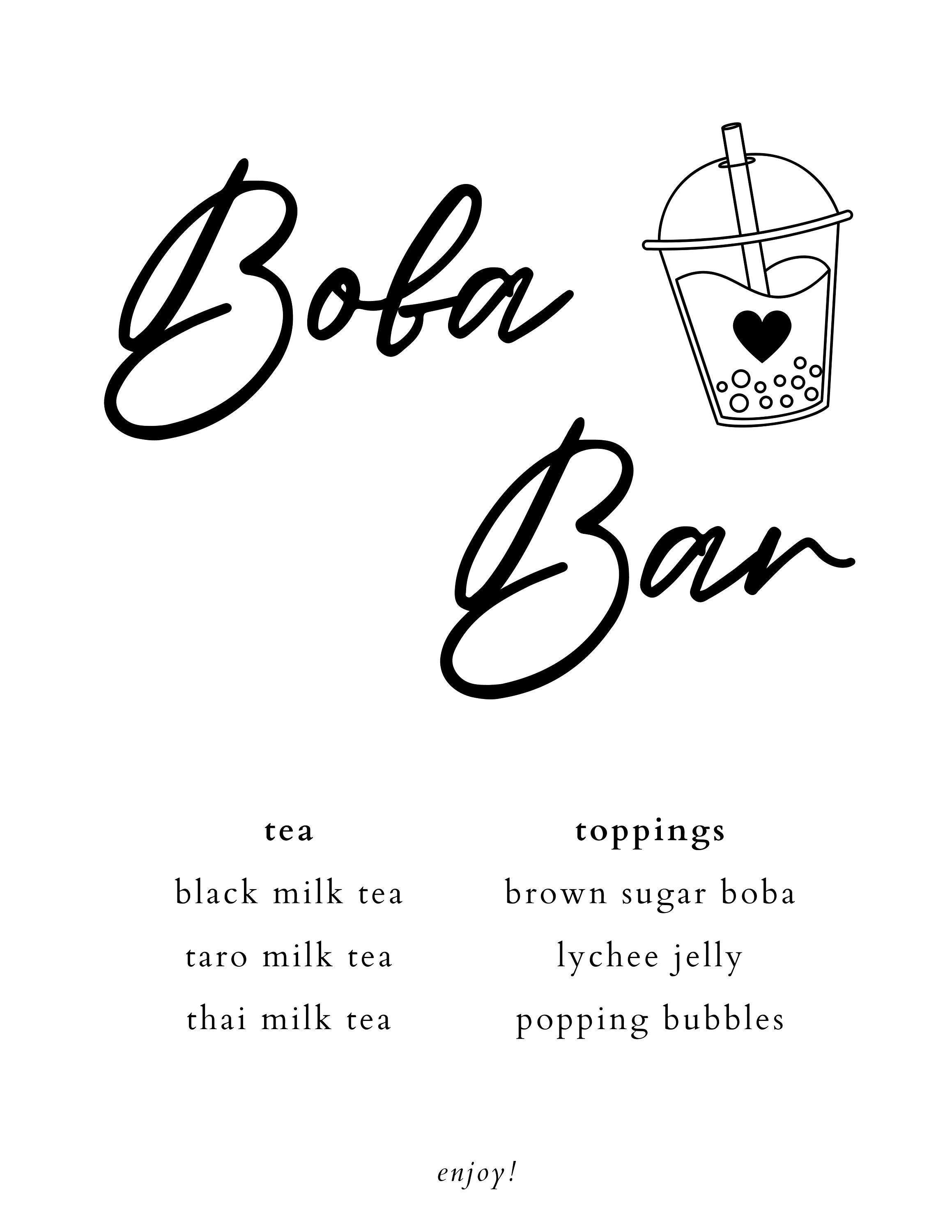 Minimal Bubble Tea Wedding Sign | Boba Tea Sign | Milk Tea and Toppings ...