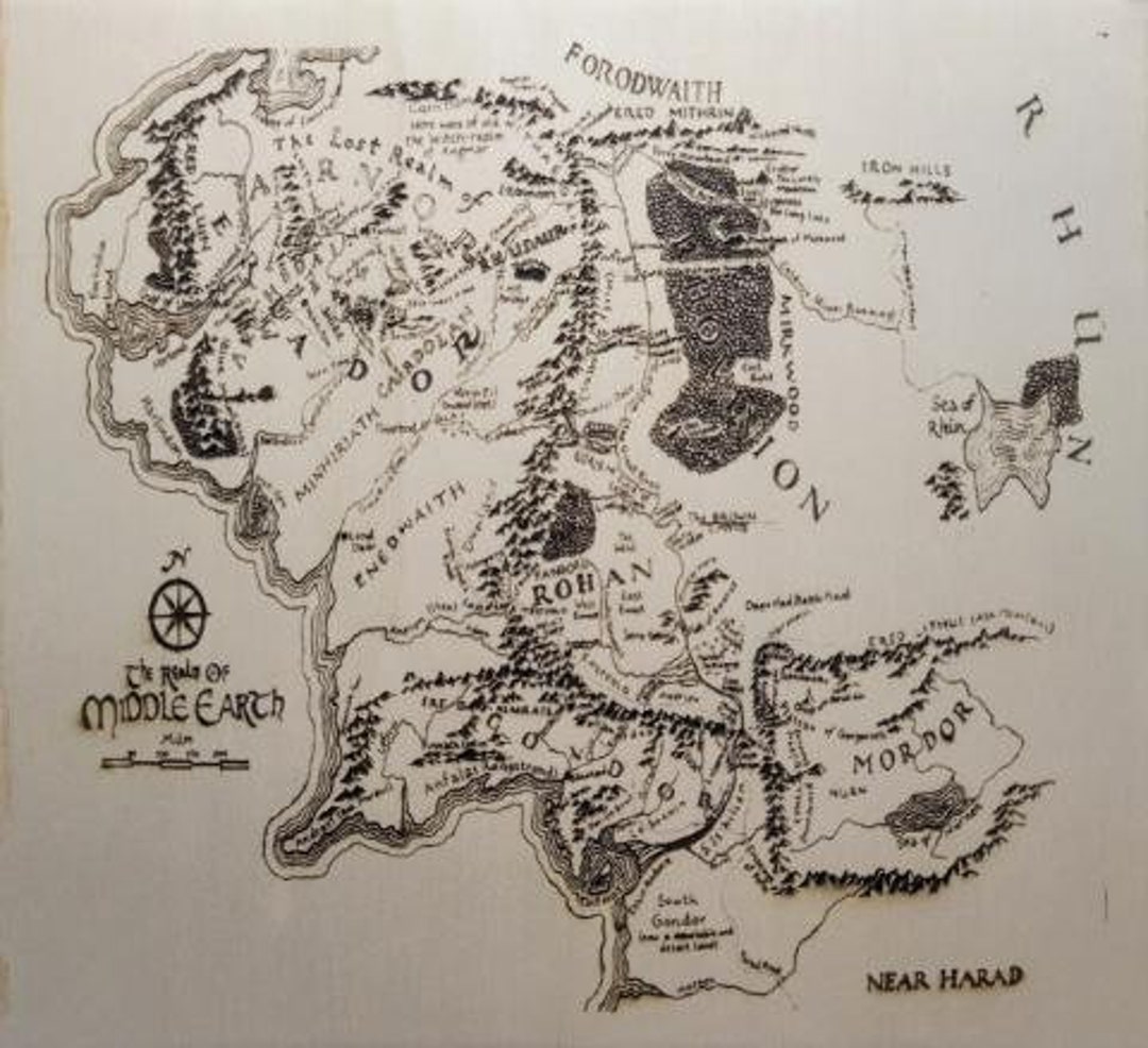 Laser Etching of Middle Earth Map - Etsy