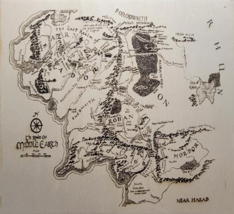 Laser Etching of Middle Earth Map - Etsy