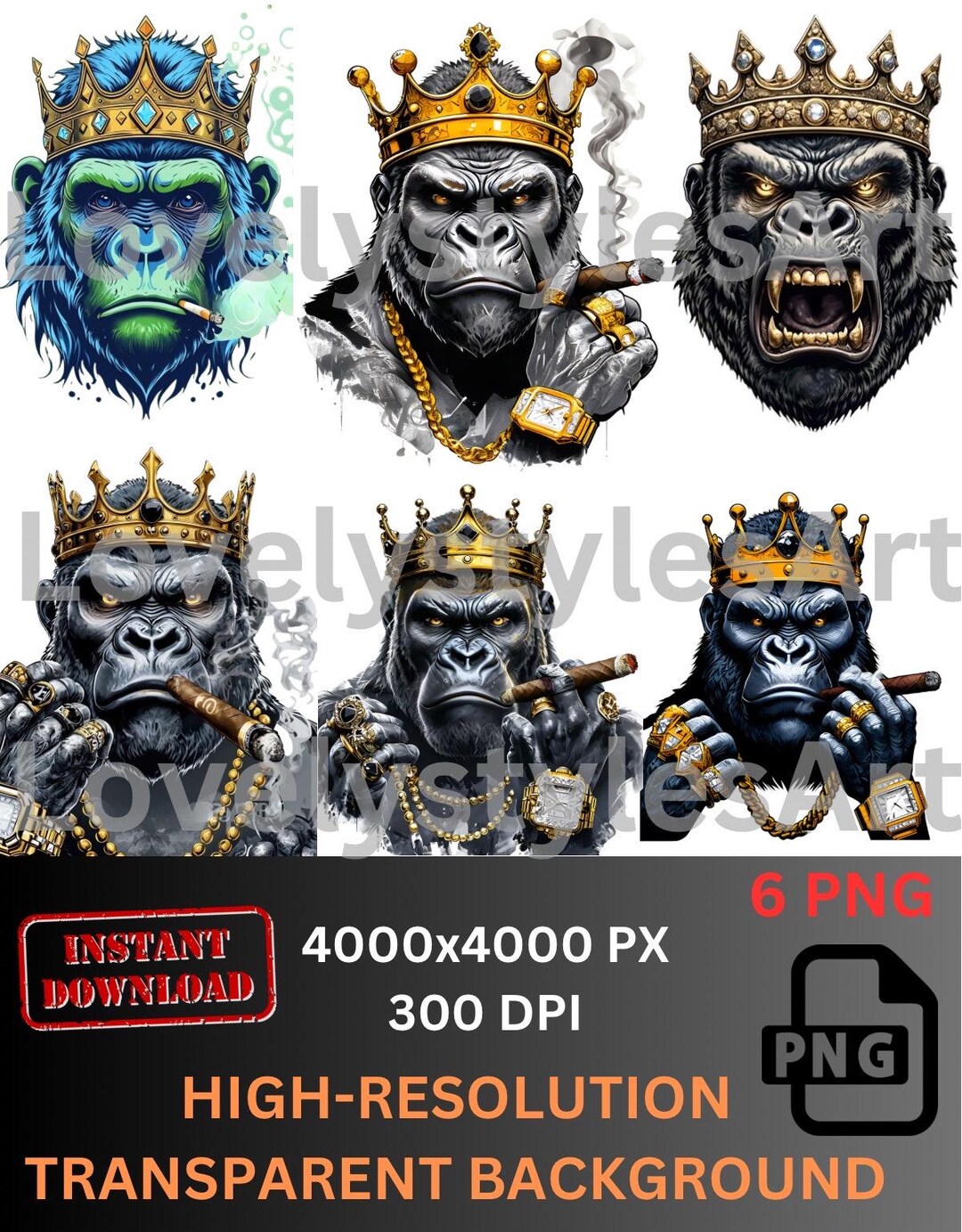 Gangsta Gorilla King PNG: Urban Hip-hop Art (digital Download) - Etsy