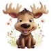 Cute Moose Clipart, Baby Moose PNG, Transparent Digital Download, Moose ...