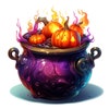 Cute Halloween Clipart, Halloween Cauldron and Pumpkins, Instant ...