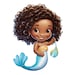 Cute Young Mermaid Illistration, African American Mermaid, Black ...