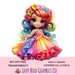 Rainbow Princess Clipart, Cute Princess PNG Instant Download, Rainbow ...