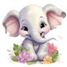 Cute Elephant Clipart, Baby Elephant PNG, Transparent Digital Download ...