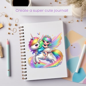 Magical Fairy and Unicorn Clipart, Fairy PNG Instant Download ...