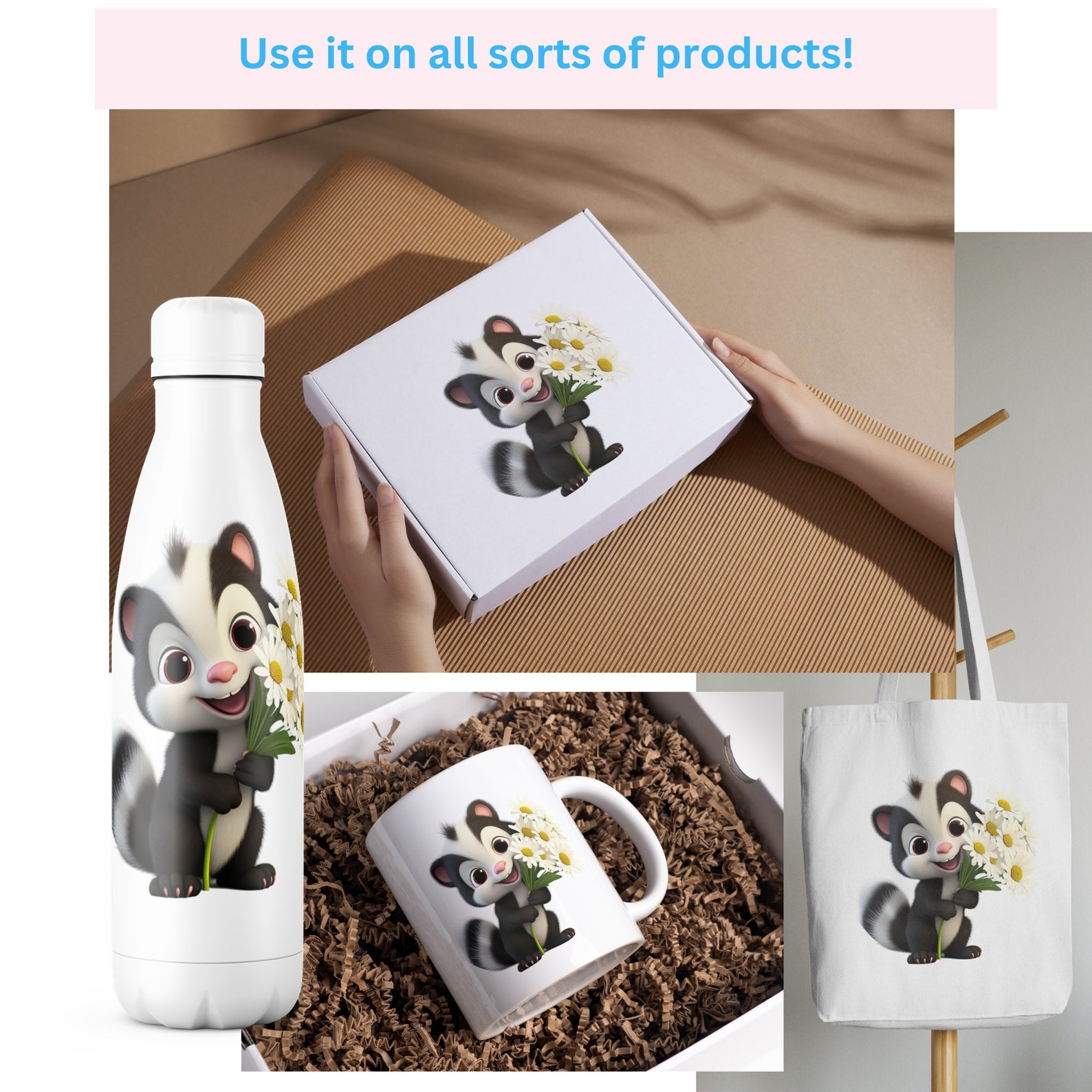 Baby Skunk Clipart, Cute Skunk PNG, Transparent Digital Download, Skunk ...