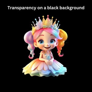 Cute Young Princess Illistration, Pastel Rainbow Princess Image, PNG ...