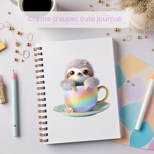 Cute Sloth Clipart, Sloth in a Cup PNG, Baby Sloth Instant Download ...