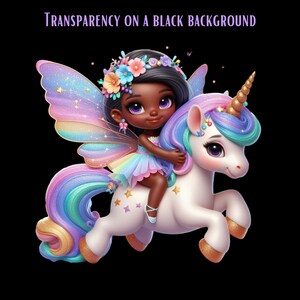 Cute Fairy and Unicorn Clipart, Fairy PNG Instant Download Transparency ...