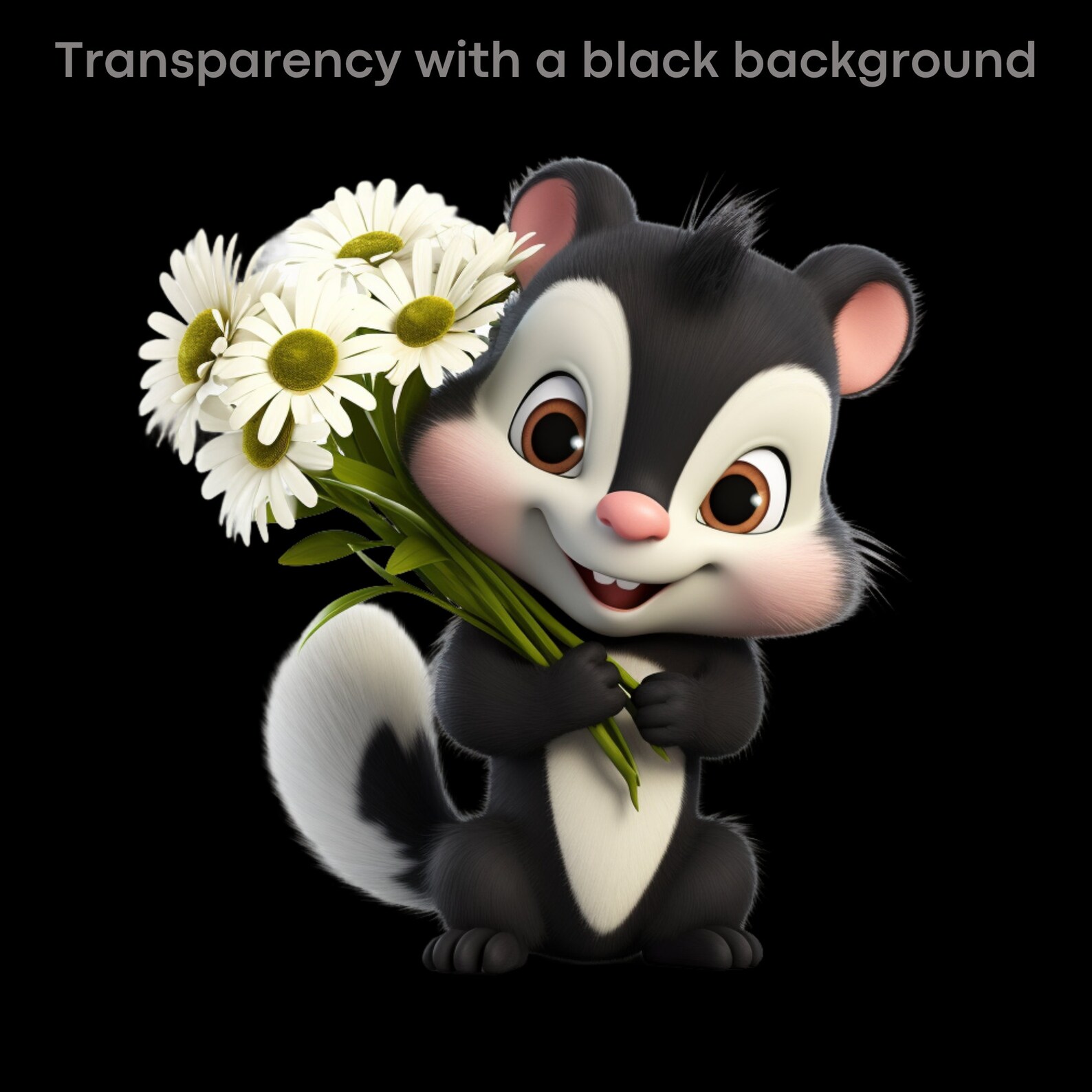 Cute Skunk Clipart, Baby Skunk PNG, Transparent Digital Download, Skunk ...