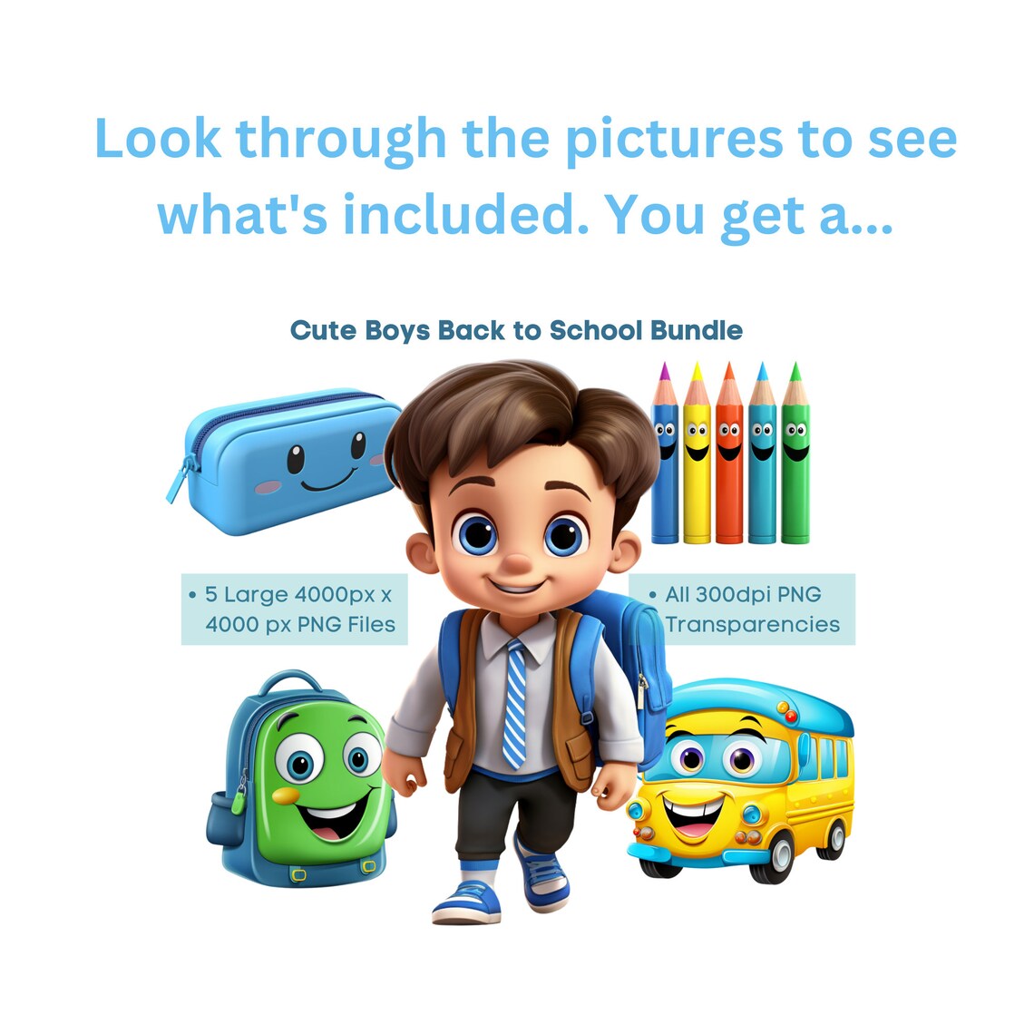 School Clipart Boys Back to School Clipart Bundle Cute - Etsy