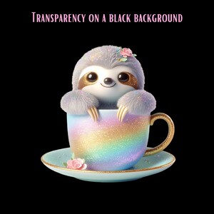 Cute Sloth Clipart, Sloth in a Cup PNG, Baby Sloth Instant Download ...