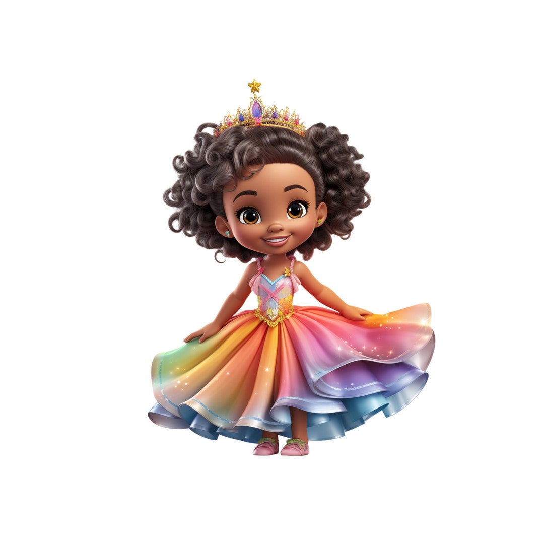 Princess, Cute Princess Clipart, Cute Afro Princess PNG Instant ...