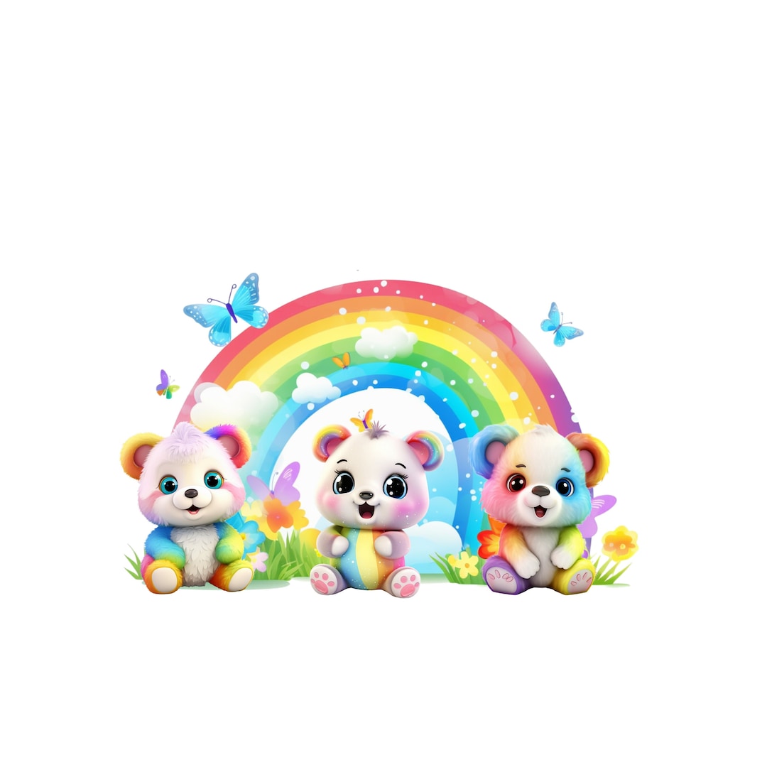 Teddy Bears, Cute Rainbow Teddy Bear Clipart, Teddy Bear PNG Instant ...