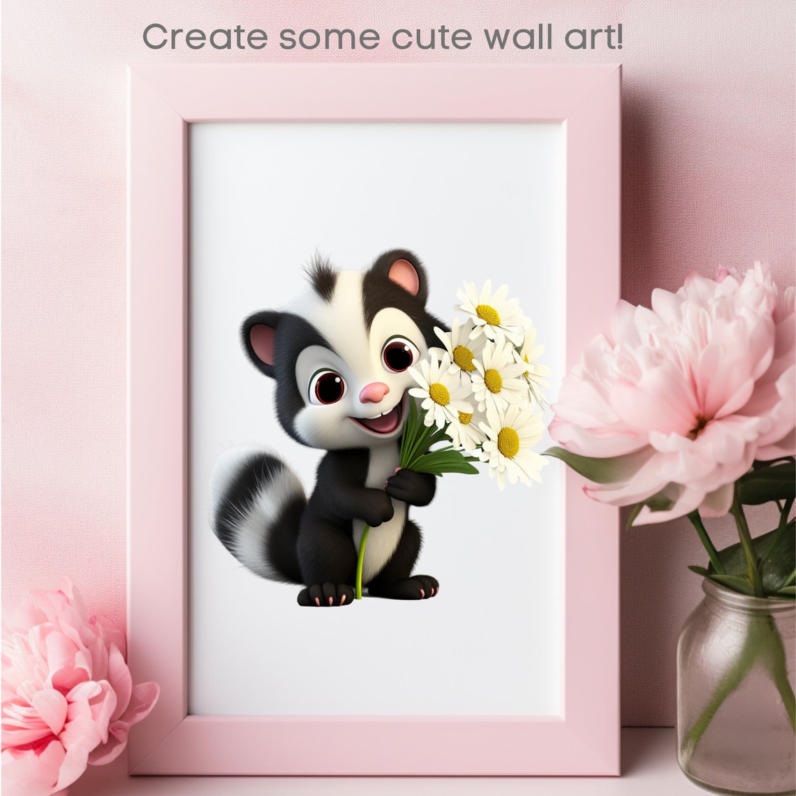Baby Skunk Clipart, Cute Skunk PNG, Transparent Digital Download, Skunk ...
