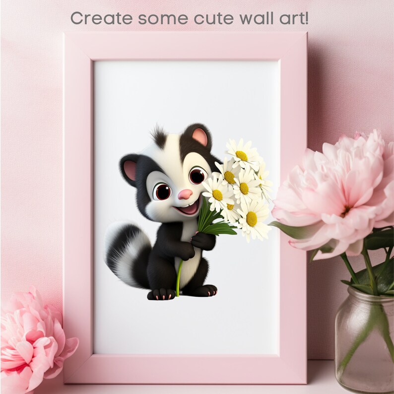 Baby Skunk Clipart, Cute Skunk PNG, Transparent Digital Download, Skunk ...