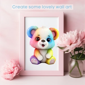 Teddy Bear Clipart, Cute Rainbow Teddy PNG Instant Download ...