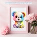 Teddy Bear Clipart, Cute Rainbow Teddy PNG Instant Download ...