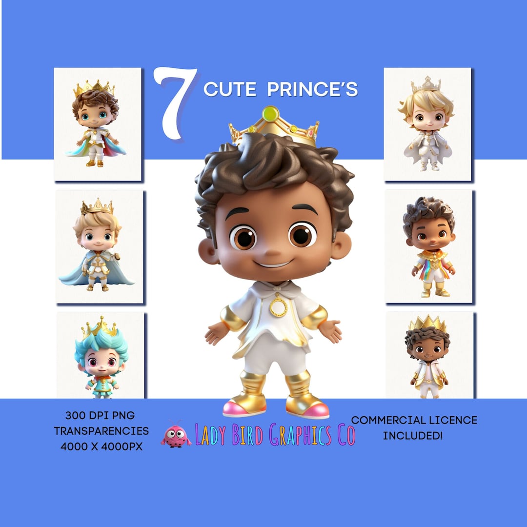 Cute Prince Clipart, Blue Prince PNG Instant Download, Chibi Prince ...