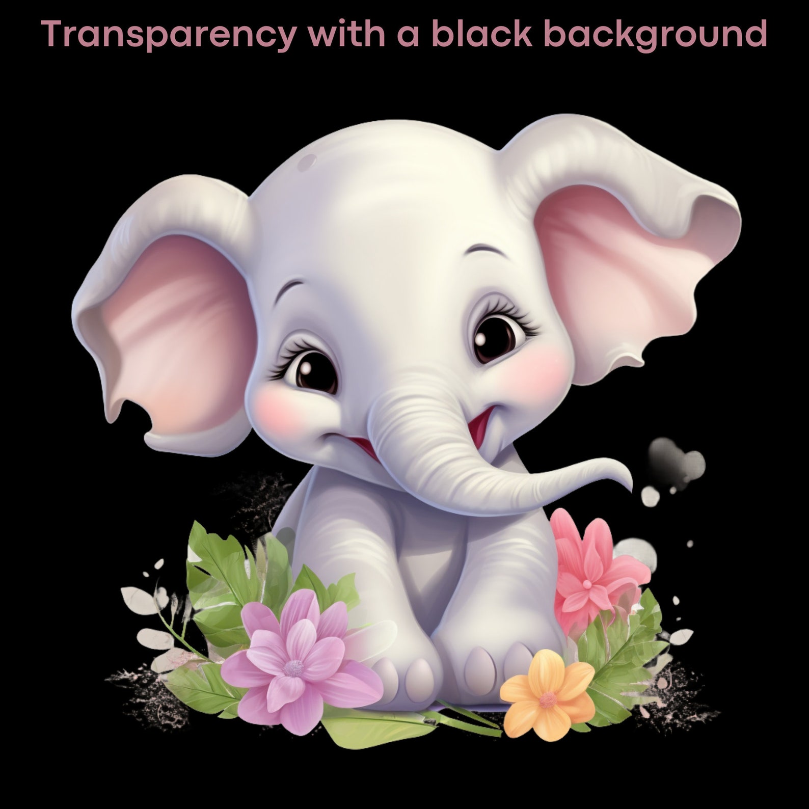 Cute Elephant Clipart, Baby Elephant PNG, Transparent Digital Download ...