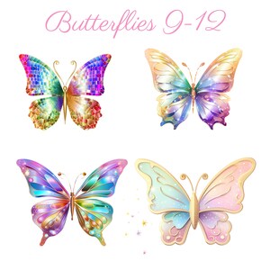 Cute Butterfly Clipart, Gold Rainbow Butterfly PNG Bundle, Transparent ...