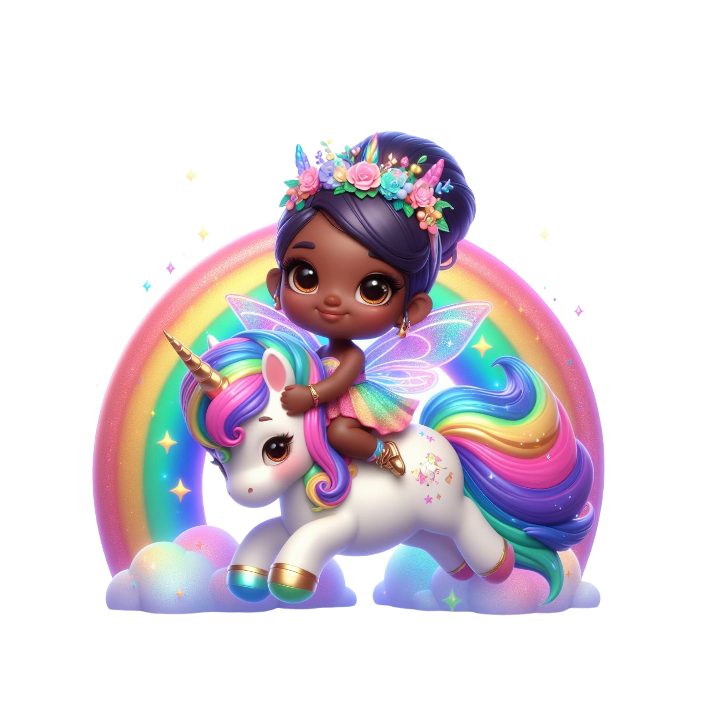 Magical Unicorn, Cute Fairy Clipart, Rainbow Unicorn PNG Instant ...