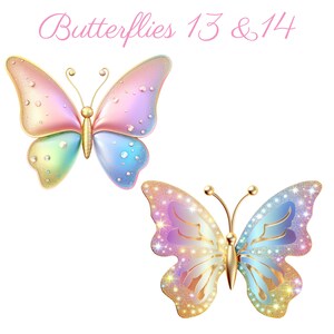 Cute Butterfly Clipart, Gold Rainbow Butterfly PNG Bundle, Transparent ...