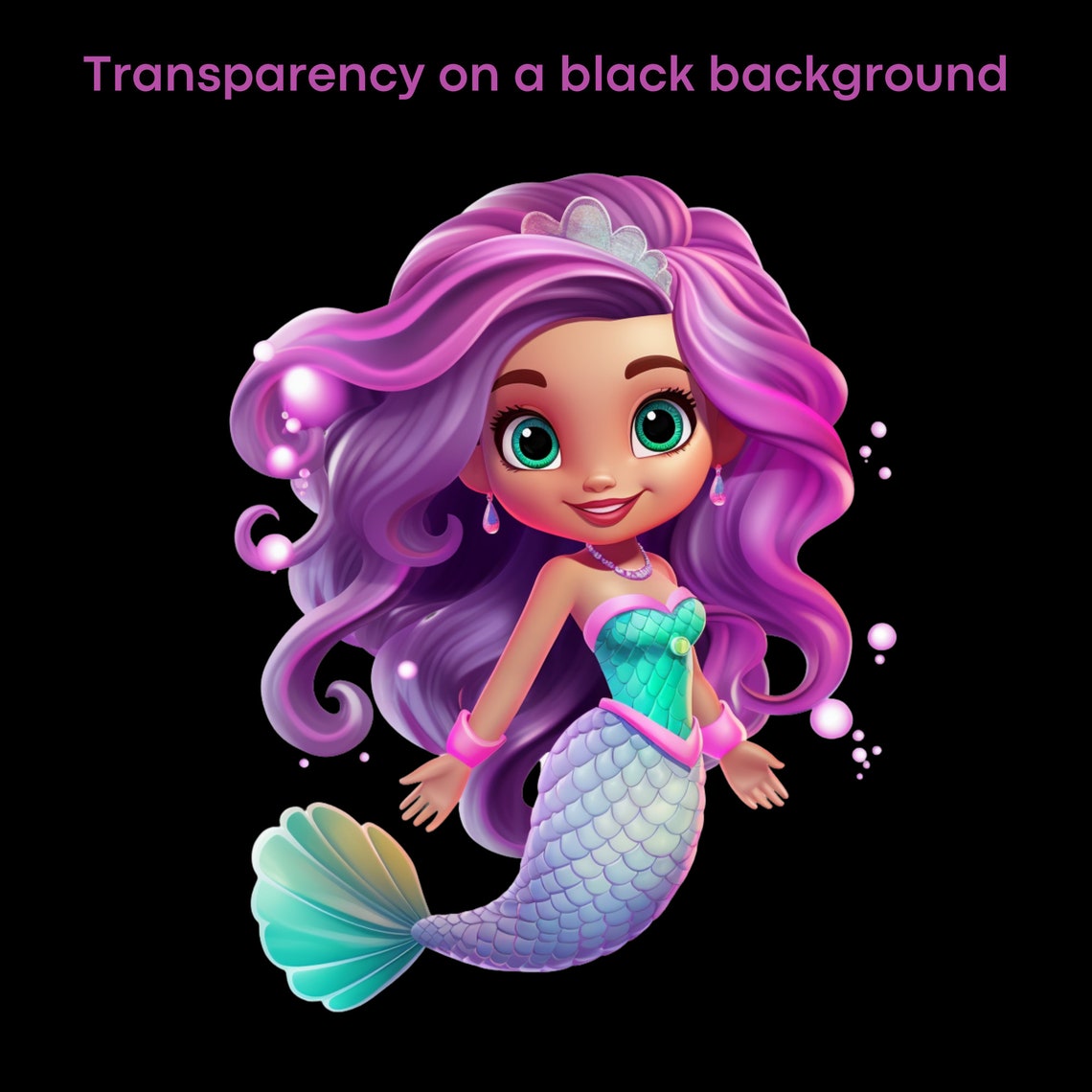 Cute Mermaid Clipart PNG, Mermaid Princess Instant Download ...